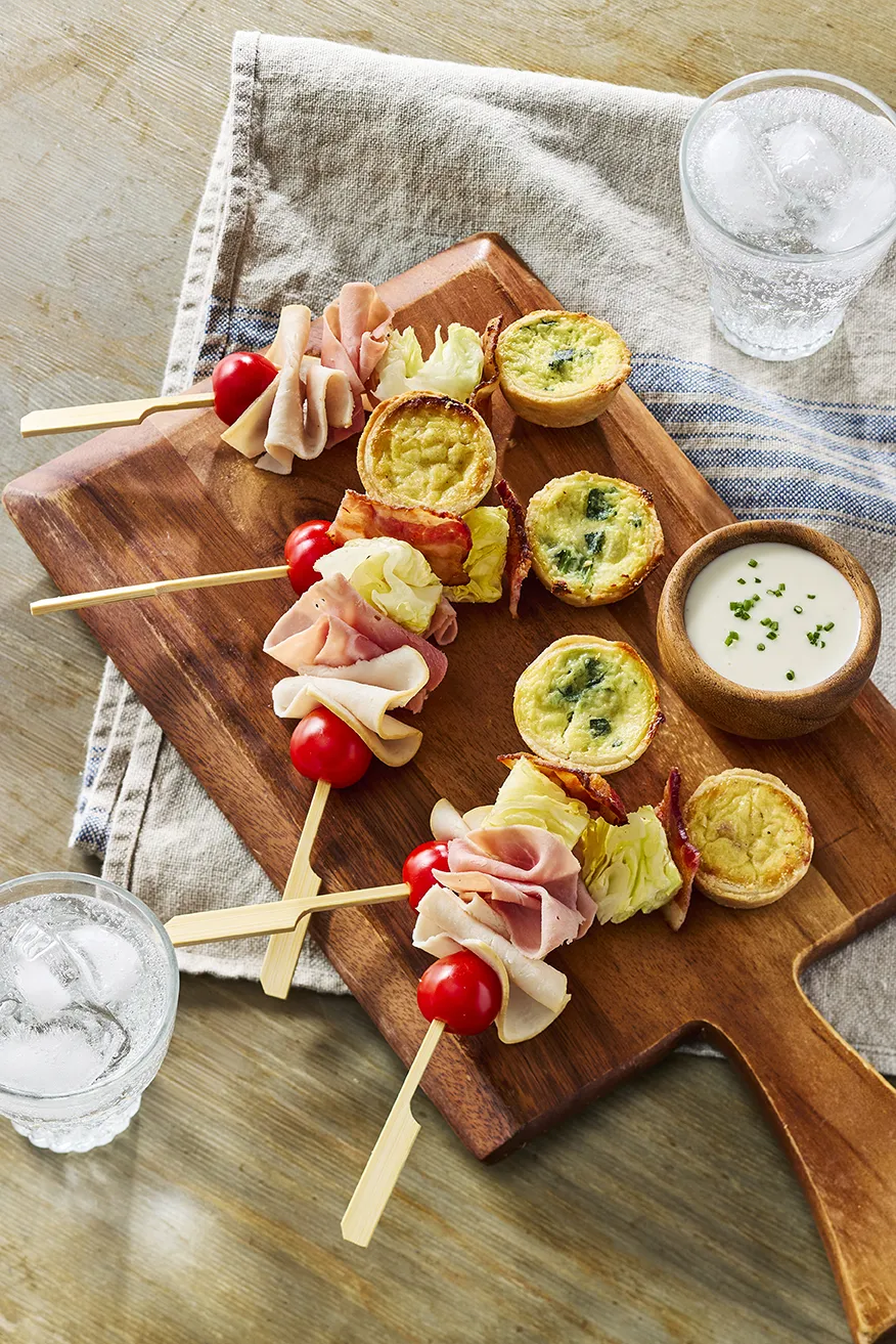 Mini Quiche Cobb Salad Skewers - Cuisine Adventures